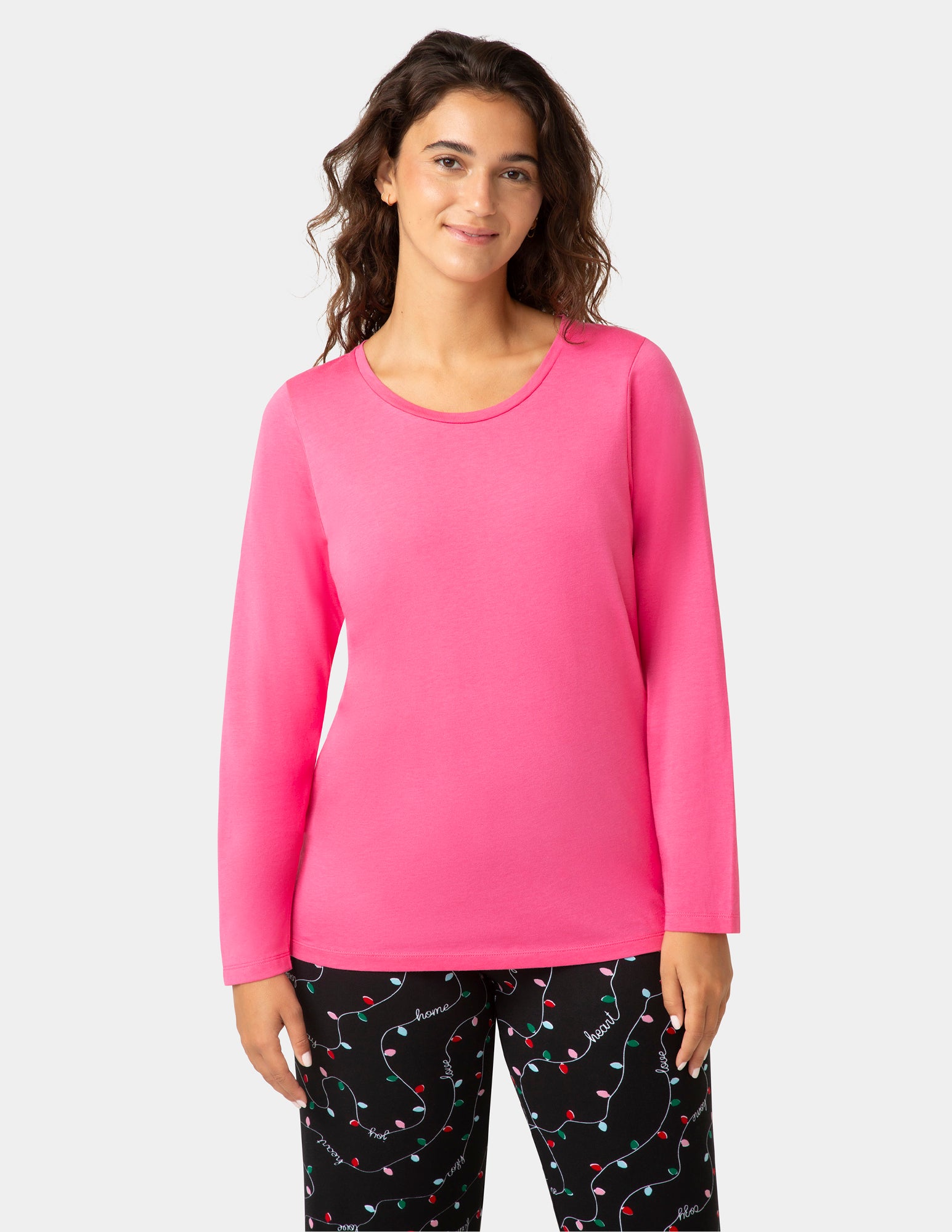 Solid Crew Neck Long Sleeve PJ Tee – HUE